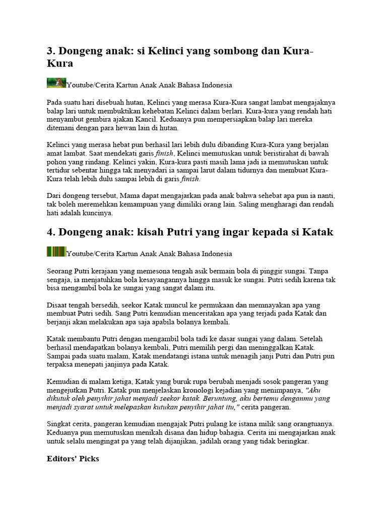 Dongeng Anak Si Kelinci Yang Sombong Dan Kura Kura Pdf