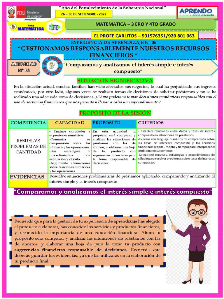 Experiencia de Aprendizaje #06 - Actividad #03 - 3ero y 4to - Matematica - 00001 | PDF