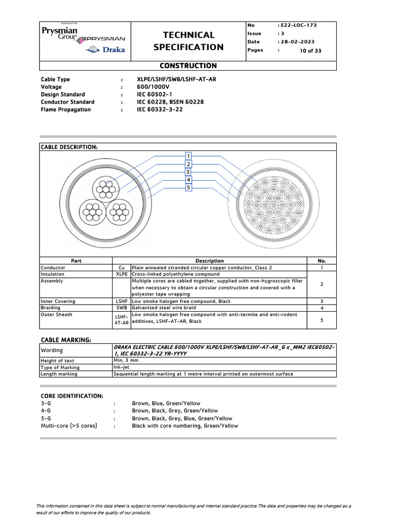 Cable - XLPE-LSHF-SWB-LSHF-AT-AR 3GX 2.5MM | PDF | Electrical ...