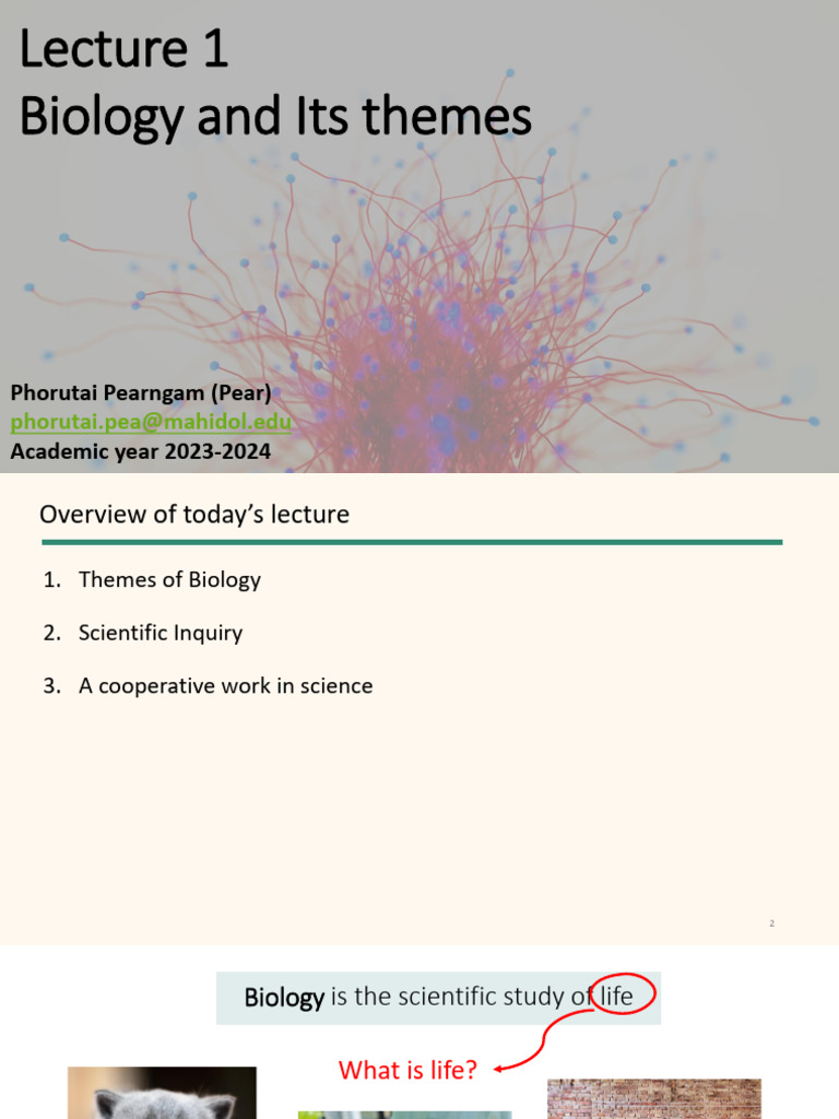 ICBI121 Lecture1 Biology Themes | PDF | Gene | Cell (Biology)