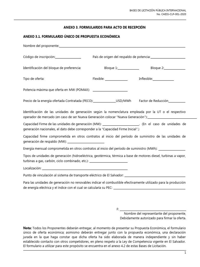 Formulario de Anexo Del Sur | PDF | Generación eléctrica