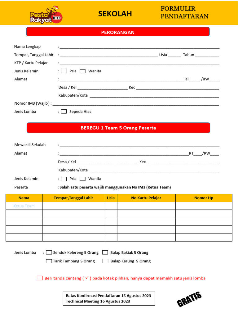 Formulir Pendaftaran Sekolah Pontianak | PDF