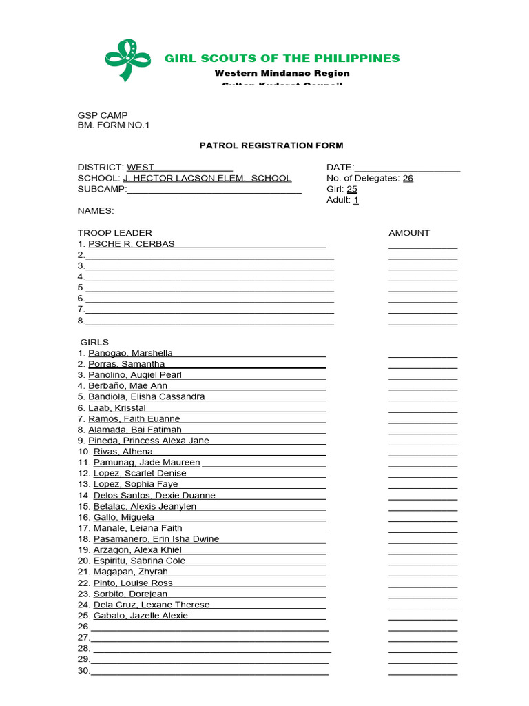 Patrol Registration Form 2023 | PDF