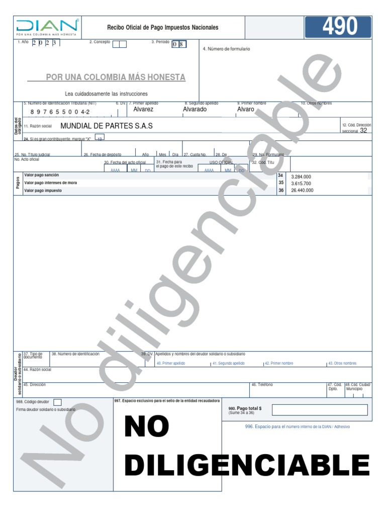 Formulario 490 2021-1 | Descargar gratis PDF | Pagos | Impuestos