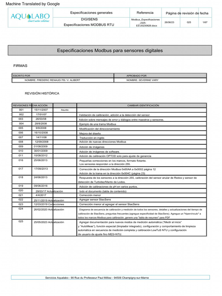 Modbus Specifications v025-EN-20230626 | PDF | Software ...