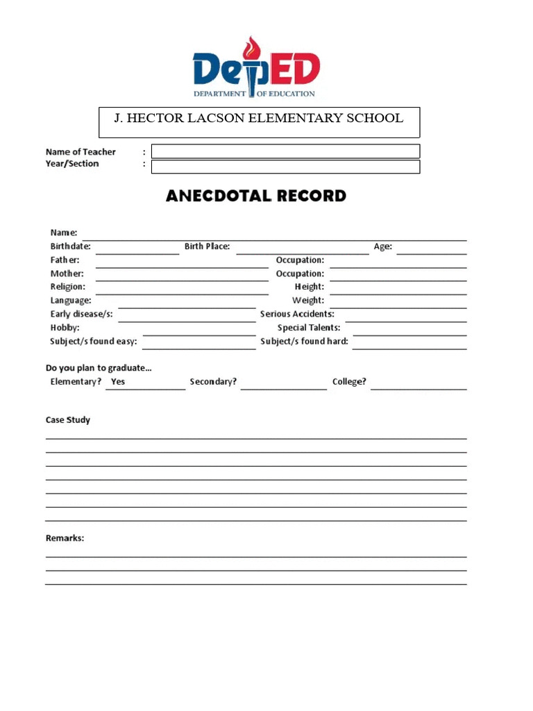 Anecdotal Record | PDF