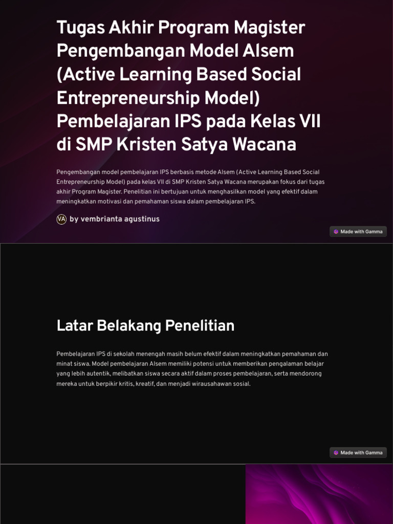 Pengembangan Model Alsem Active Learning Based Social Entrepreneurship | PDF