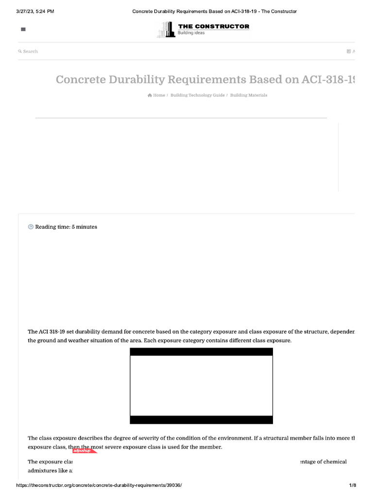 Concrete Durability Requirements Based On ACI-318-19 - The Constructor ...