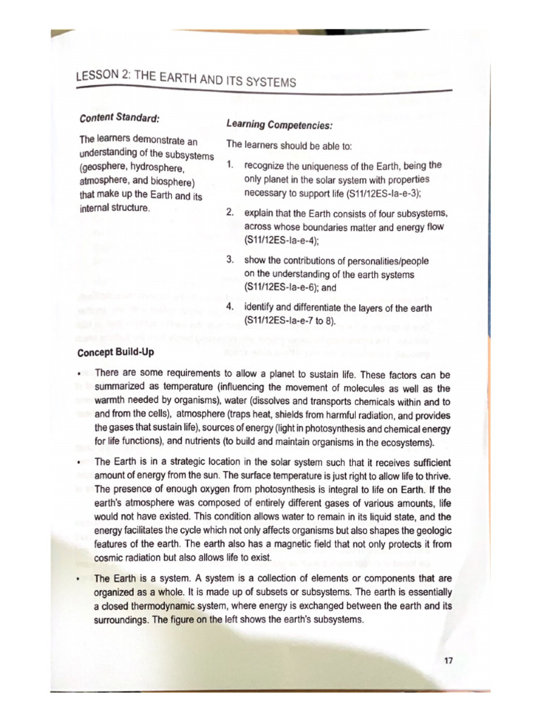Lesson 2 The Earth and Its Systems | PDF