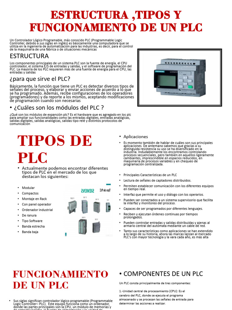 Estructura, Tipos y Funcionamiento de Un PLC | Descargar gratis PDF | Controlador lógico ...