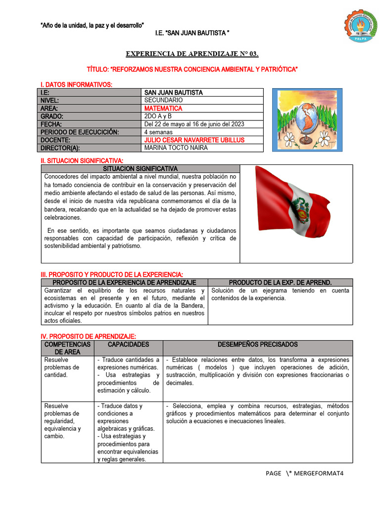 Modelo Pa 3ra Eda Pdf Ecuaciones Aprendizaje