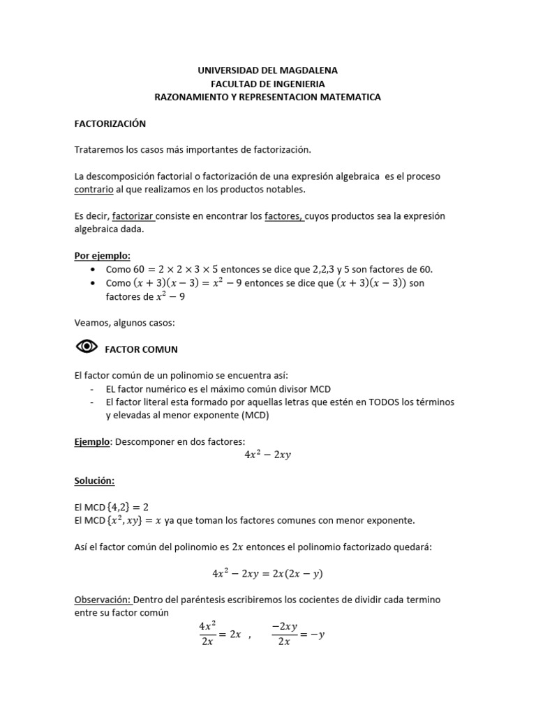 FACTORIZACION | PDF | Factorización | Álgebra abstracta
