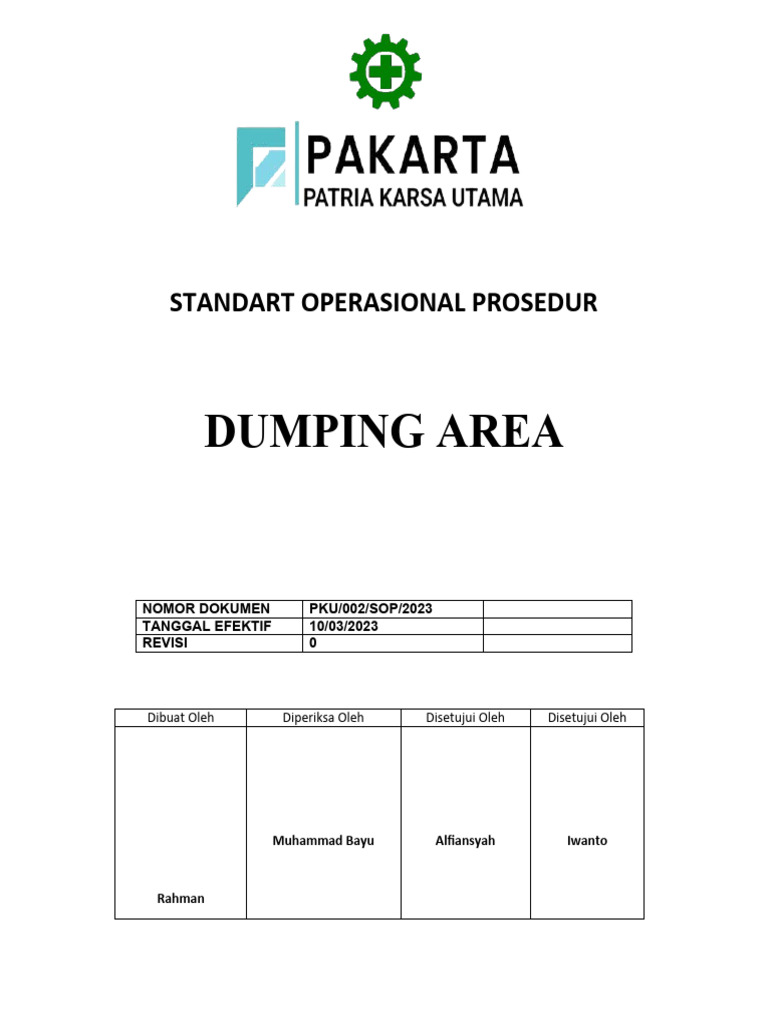 Sop Pku Dumping Area-02 | PDF