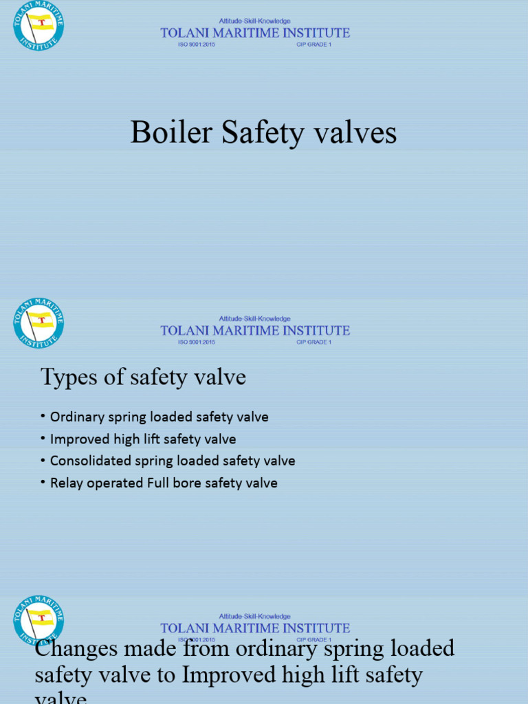 Boiler Safety Valves Presentation | PDF | Valve | Piston