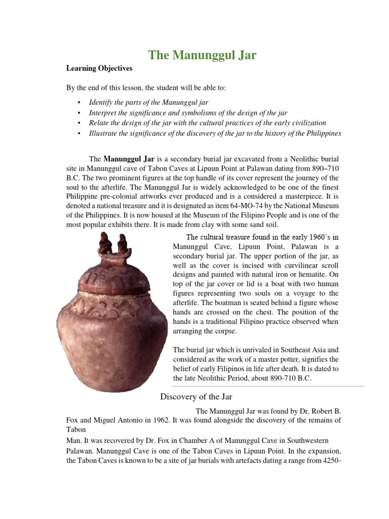 LESSON 3-The Manunggul Jar | PDF | Social Science
