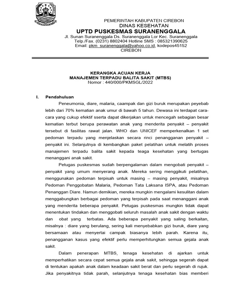 KAK Mtbs 2023 | PDF | Pengembangan Diri | Kesehatan Holistik
