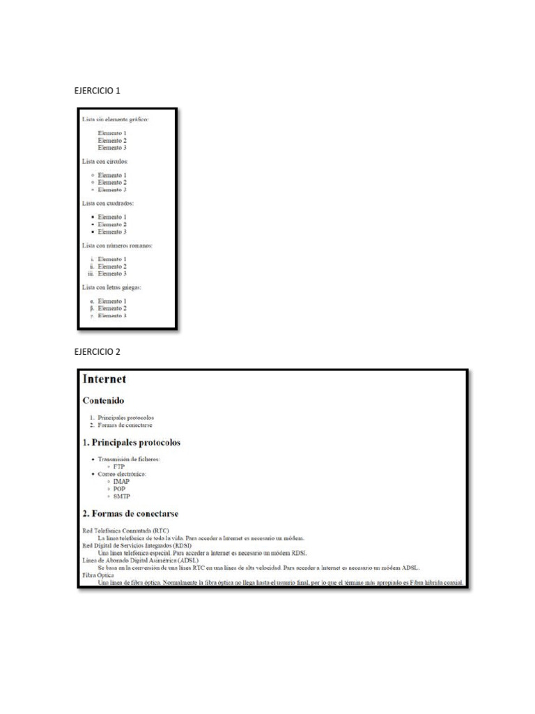 Ejercicios Css - Listas - Tablas - Enlaces | PDF
