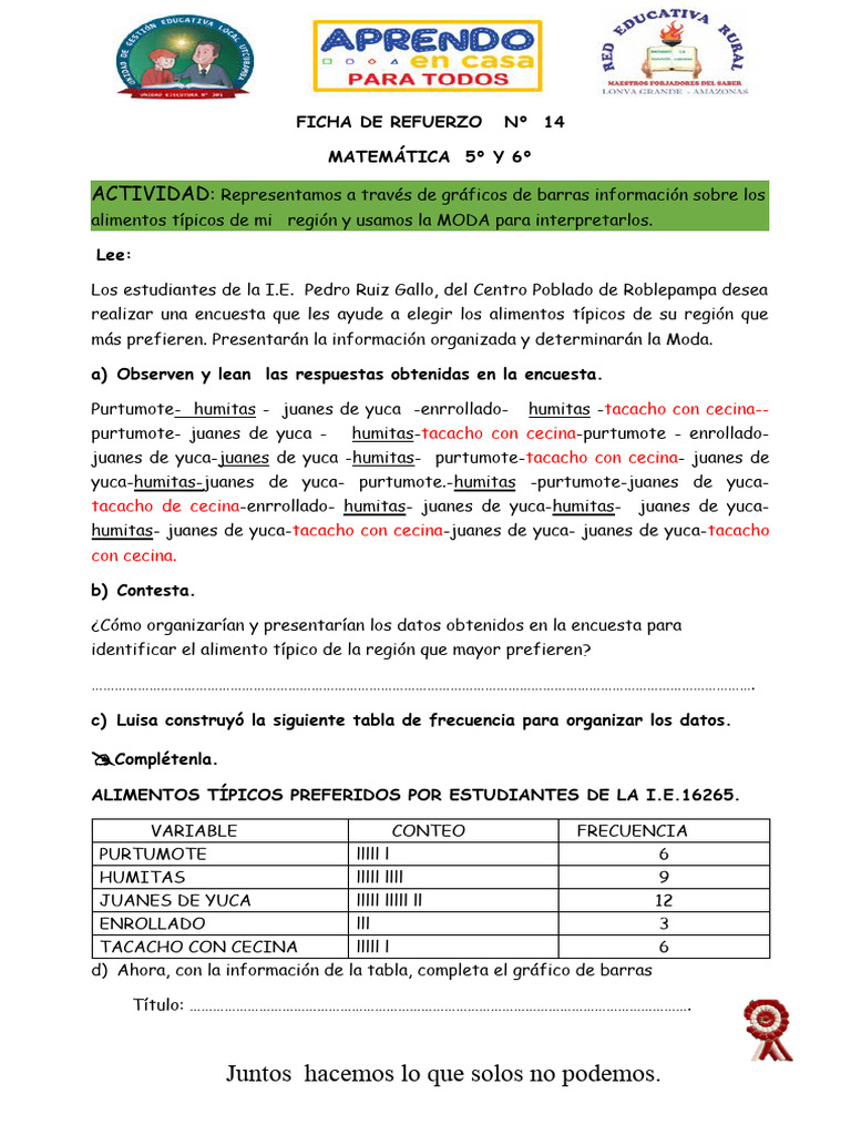 Ficha Refuerzo 14 - 5º y 6º - Matemática | PDF