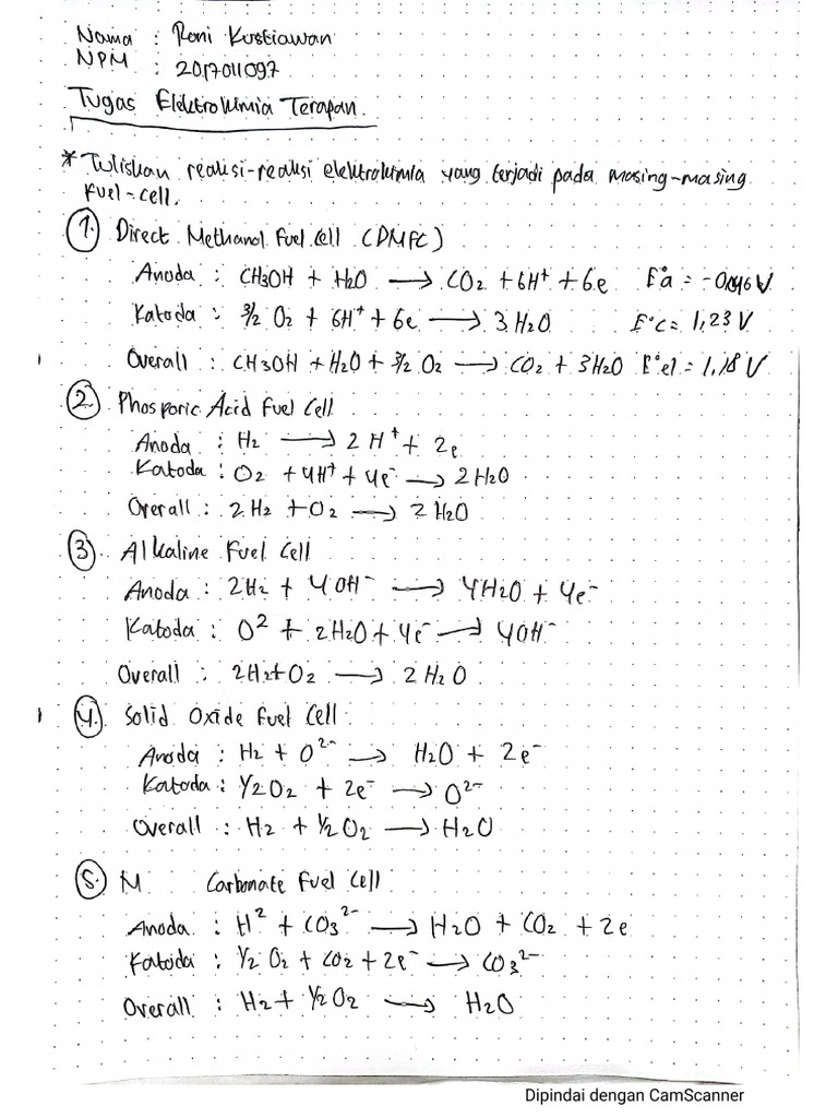 Tugas Elektrokimia Terapan - Roni Kustiawan - 2017011097 | PDF