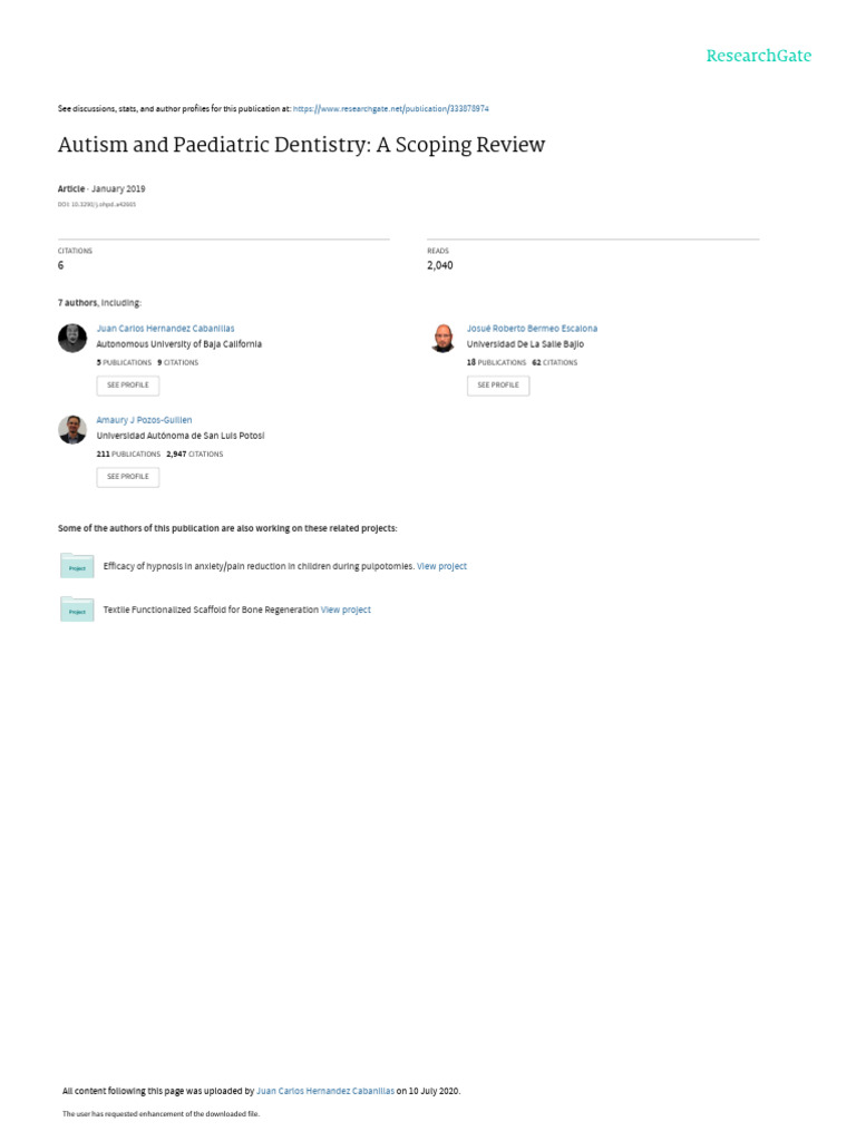 Autism and Paediatric Dentistry | PDF | Autism Spectrum | Dentistry