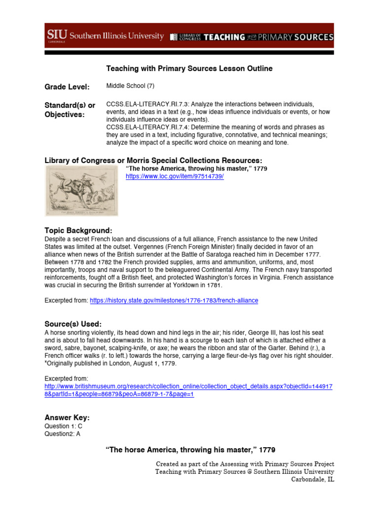 American Revolution 1779 Political Cartoon Ccss 3 4 | PDF | Warfare ...