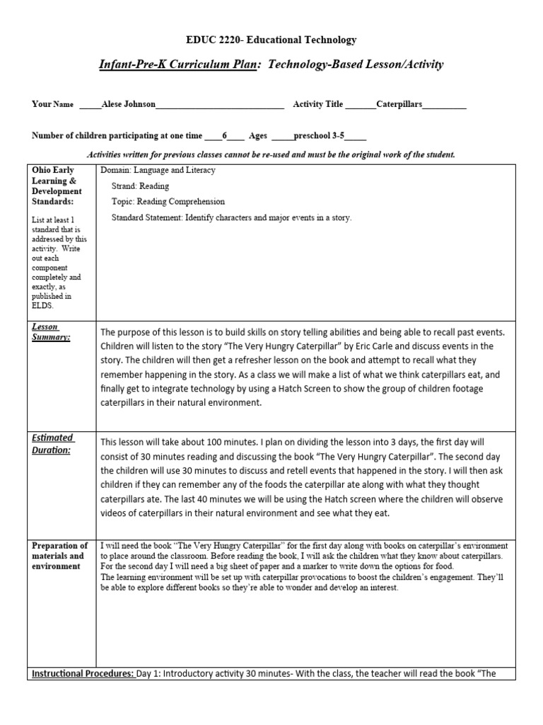 The Very Hungry Caterpillar | PDF | Differentiated Instruction ...