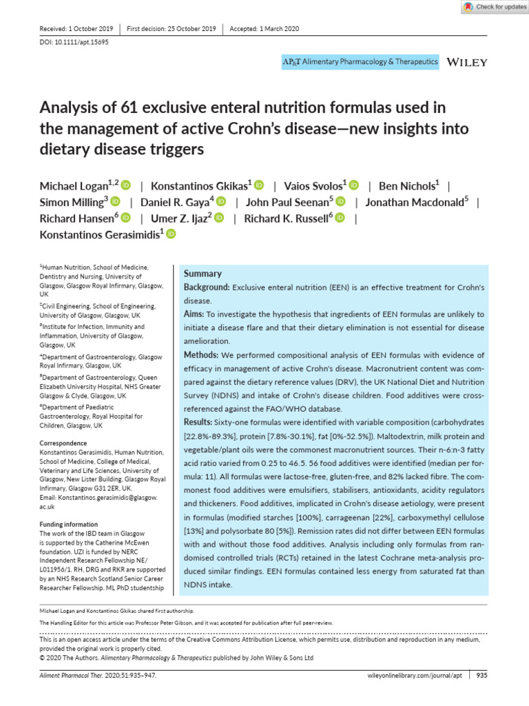 Aliment Pharmacol Ther - 2020 - Logan - Analysis of 61 Exclusive ...