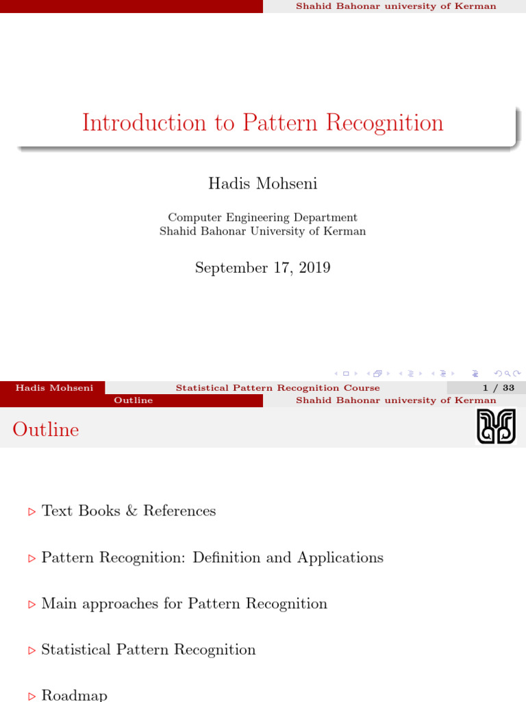 01 Introduction | PDF | Pattern Recognition | Statistical Classification