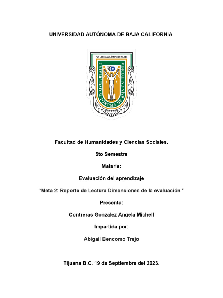 Meta2 - Reporte de Lectura - MichelleContreras | PDF | Evaluación | Enseñando