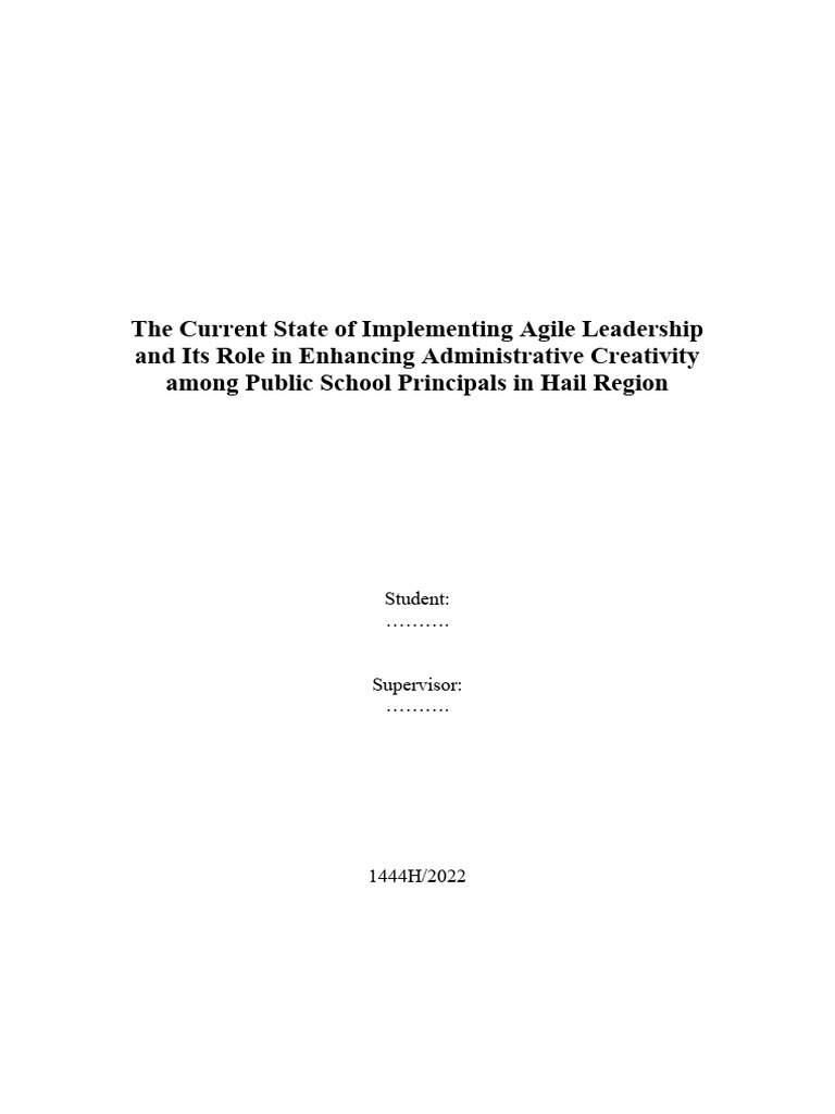Chapter I - The Current State of Implementing Agile Leadership and Its ...