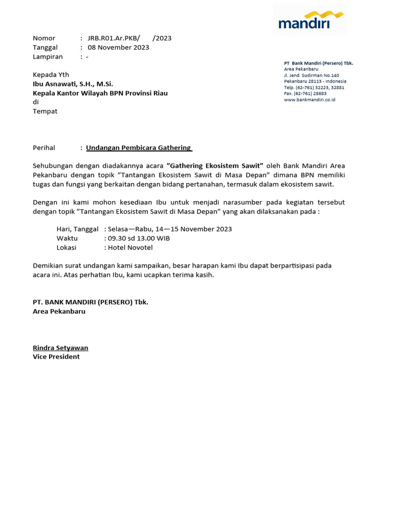 Surat Undangan Sharing Pak Andry Rev 3 | PDF