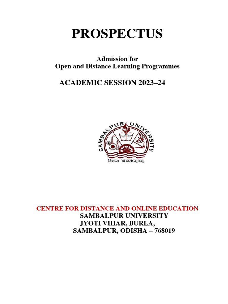 Prospectus of Admission For Open and Distance Learning Programmes 2023 ...