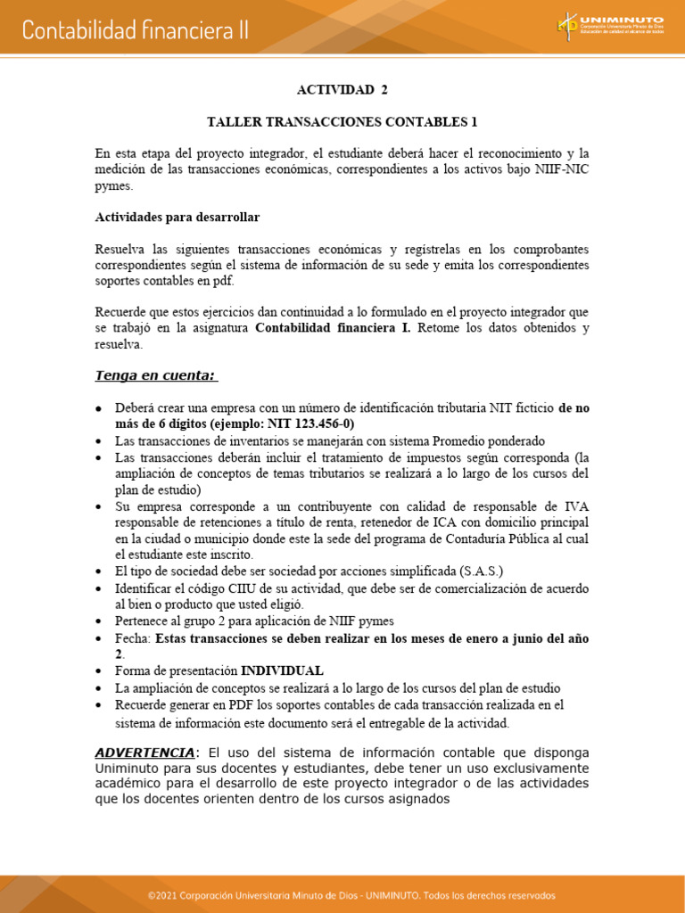 Uni2 Act2 Tal Tra Con v20 Cfii Par1 2 Contabilidad Completo | PDF ...