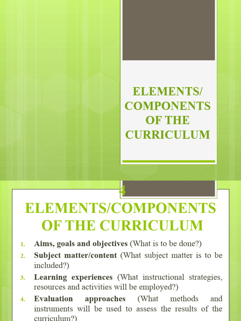 Curriculum Components Overview | PDF | Curriculum | Learning