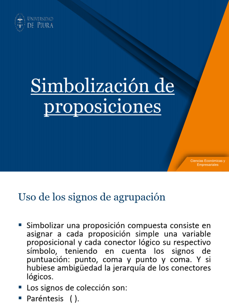 Simbolizacion de Proposiciones | PDF | Proposición | Sintaxis (Lógica)
