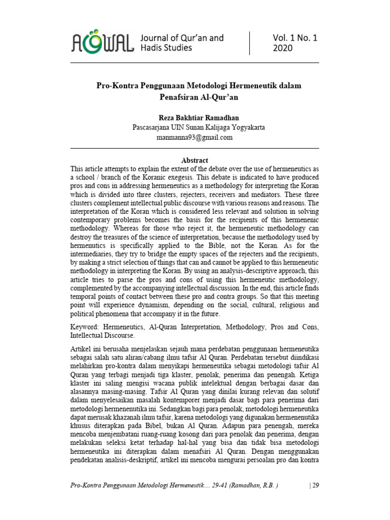 Pro Kontra Penggunaan Metodologi Hermene 2ad63d64 | PDF | Religious ... Pro Kontra Penggunaan Metodologi Hermene 2ad63d64 | PDF | Religious ...