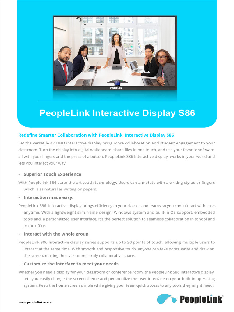 PeopleLink S86 Interactive Display Overview | PDF | Video | Hdmi
