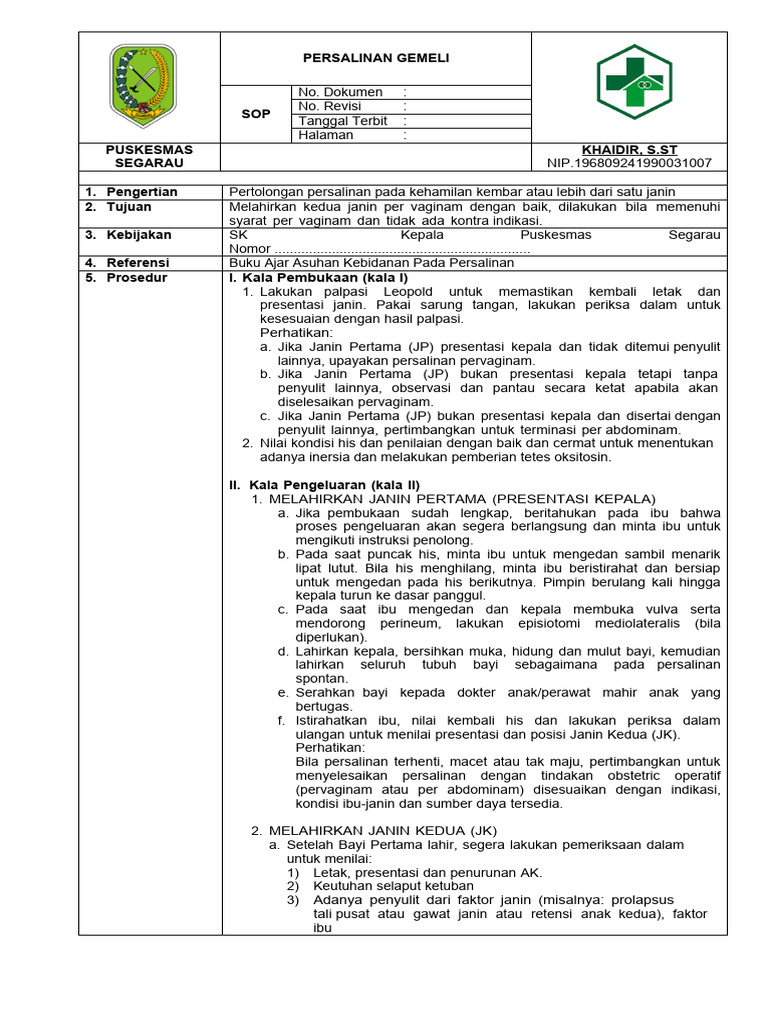 SOP Gemeli | PDF