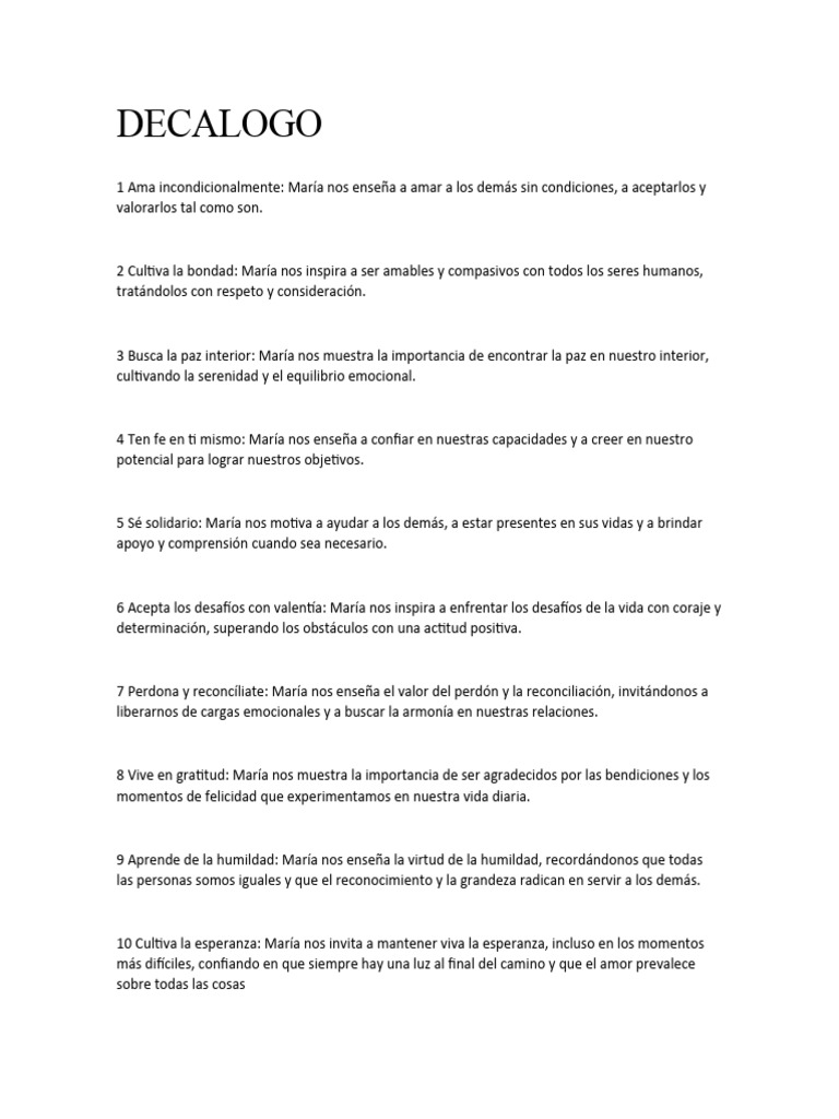 Decalogo Religion | PDF | Crecimiento personal y profesional | Bienestar