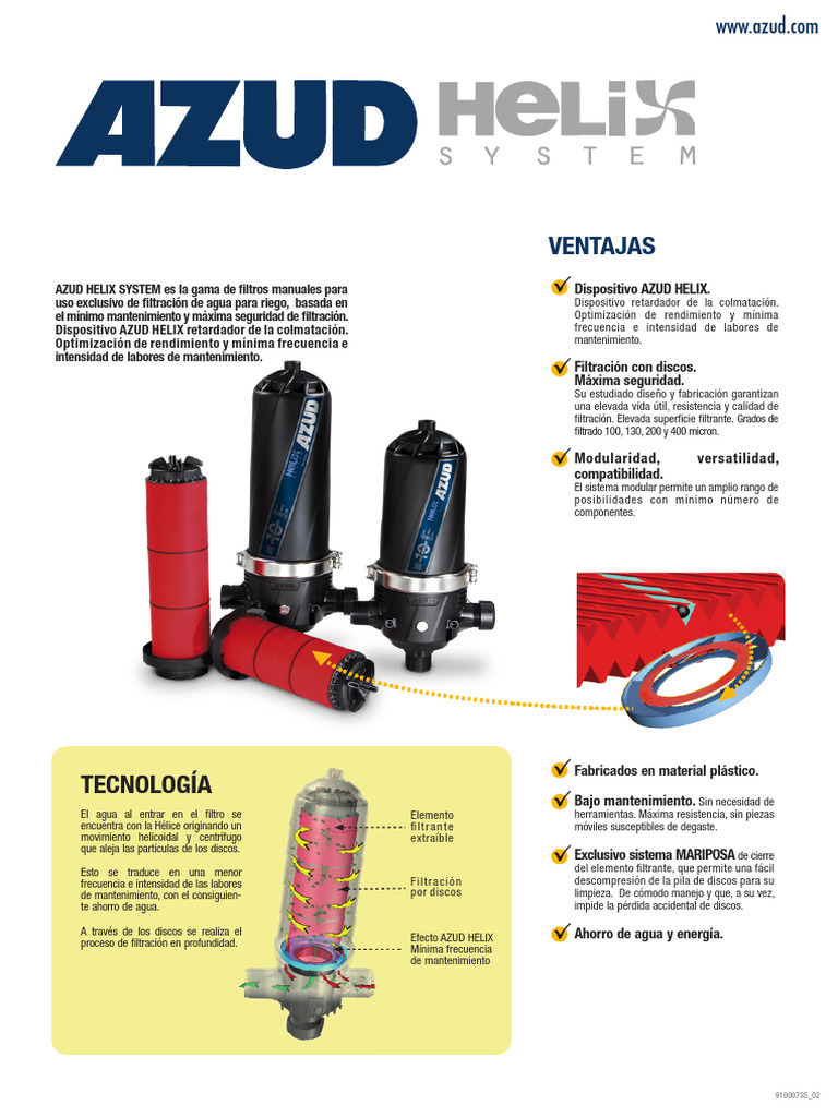AZUD_HELIX_SYSTEM-ESP-1 | PDF | Filtración | Sector secundario de la ...