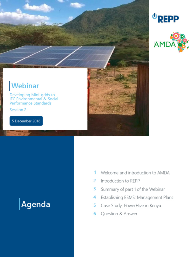 Webinar Developing Solar PV Mini Grid To ES IFC Performance Standards ...