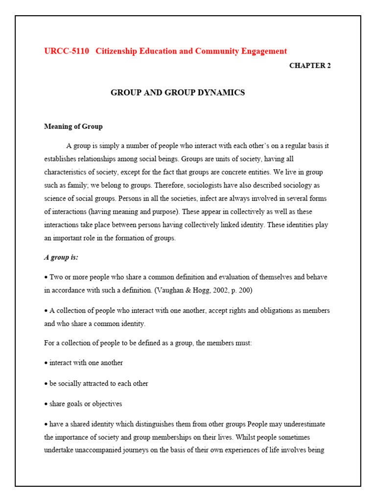 Chpater 2 Group and Group Dynamics | PDF | Social Group | Leadership