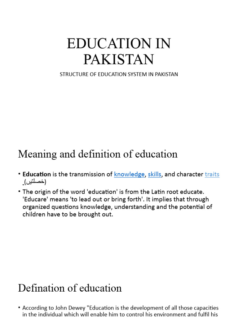 Structure of Education System in Pakistan | PDF | Secondary Education ...