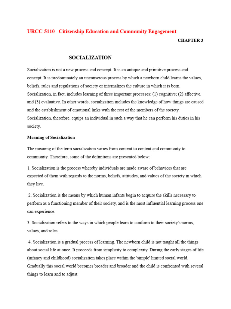 Chapter 3 Socialization | PDF | Socialization | Gender