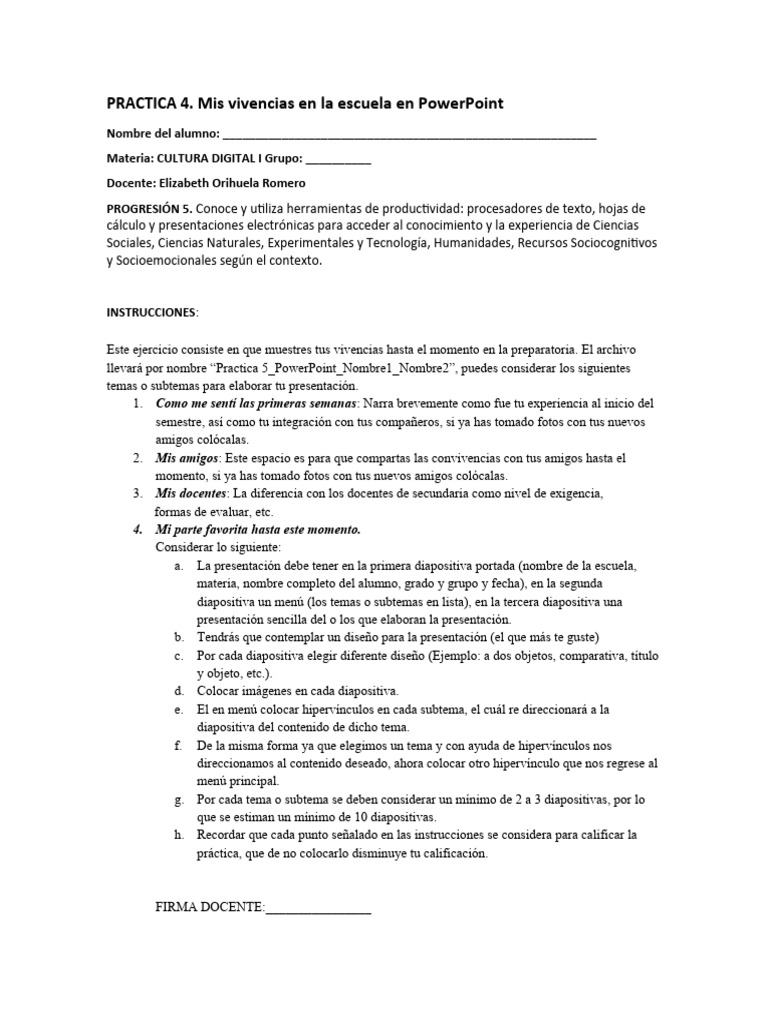 PRACTICA 5. PowerPoint | PDF | Enseñando