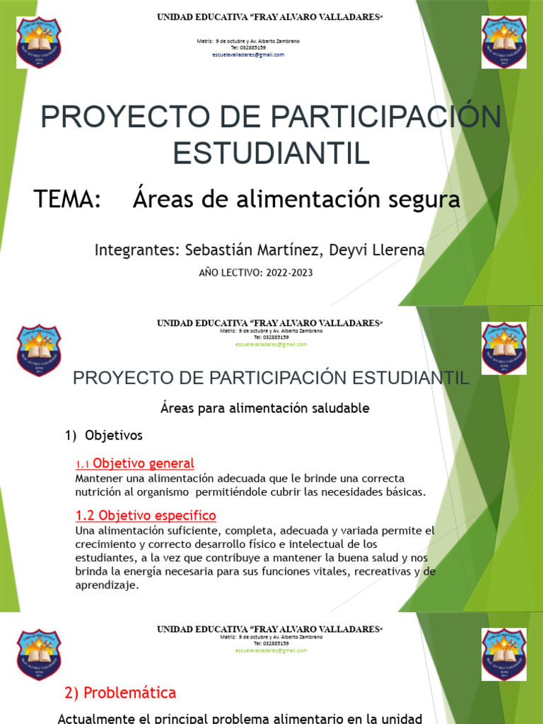 Proyecto de Participación Estudiantil 14 - 3 - 2023 | PDF | Nutrición ...