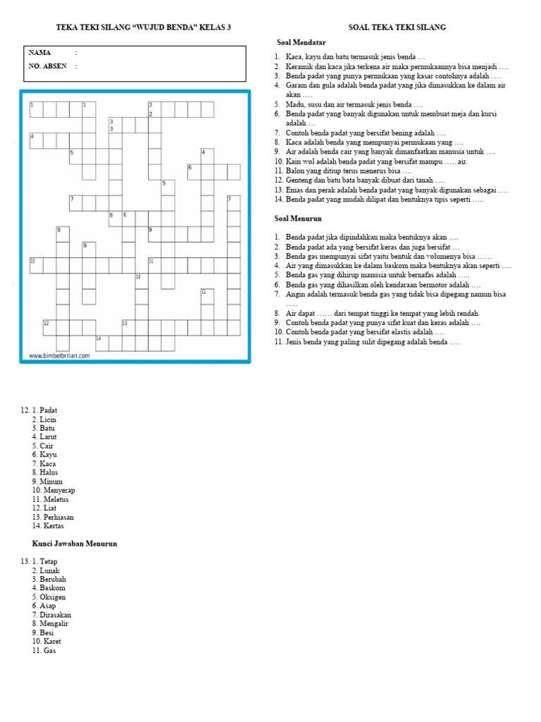 Teka Teki Silang | PDF | Sains & Matematika