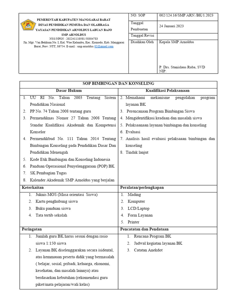 Sop Bimbingan Konseling | PDF | Karier & Perkembangan