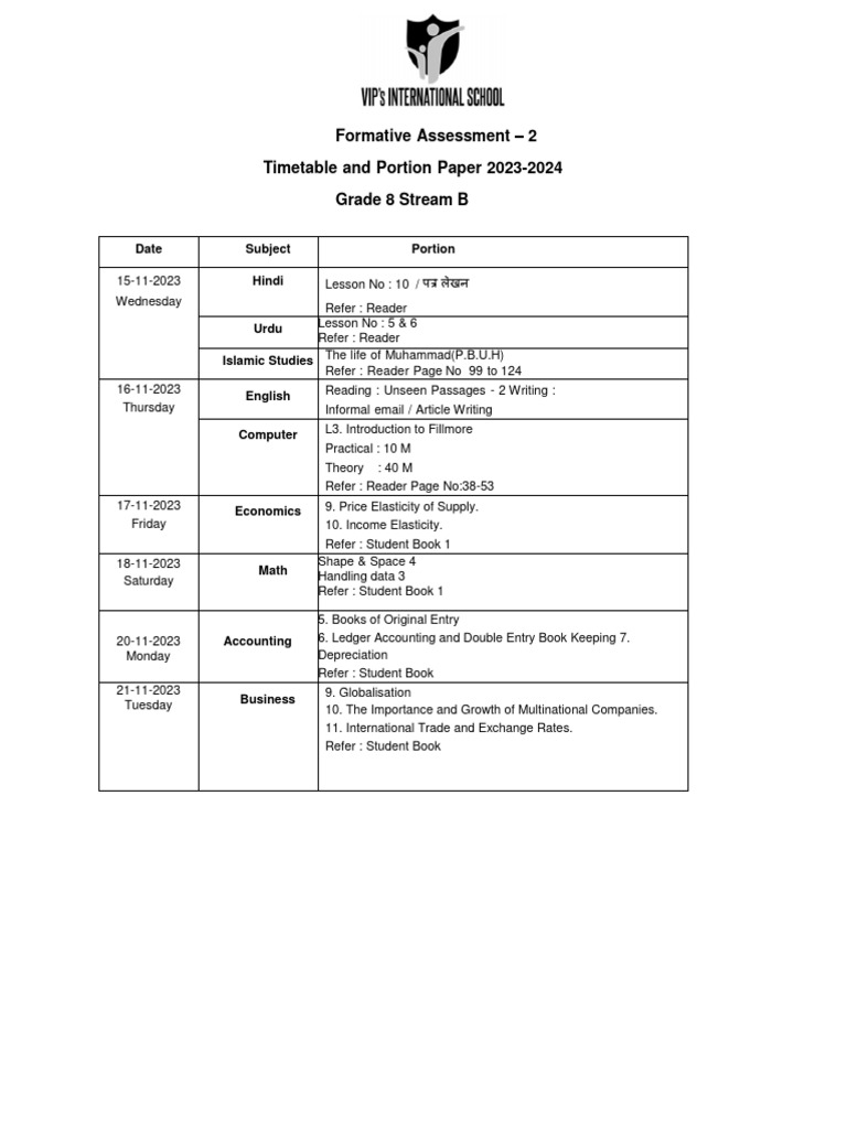 Grade 8 & 9 Stream B FA 2 Portion | PDF | Books | Economics