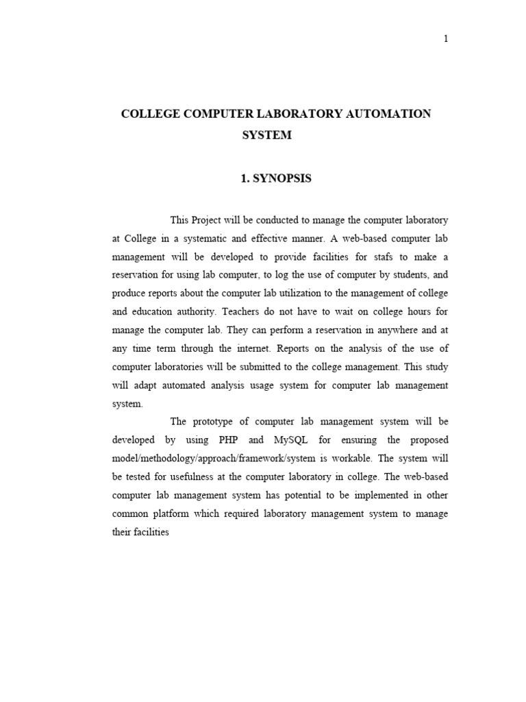 College Computer Laboratory Automation System | PDF | Technology ...